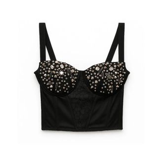 John Richmond Strukturierter Bustier mit Metallapplikationen - - Tops - Damen - Schwarzk - XS
