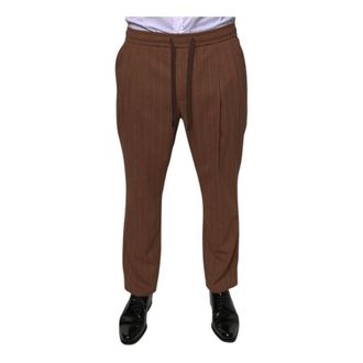 Dolce & Gabbana Gestreifte Skinny Dress Pants mit Kordelzug - - Trousers - Herren - Braun - M