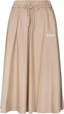 Ga&euml;lle Paris Femme, Jupes, Beige, Taille: 36 FR Jupe Midi Avec Cordon de Serrage et Dentelle de Trekking