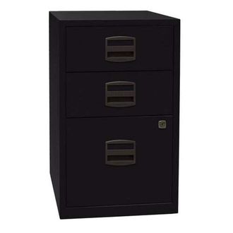 Bisley Bisley Home Beistellschrank PFA, 2 Universalschubladen, 1 HR-Schublade, Metall, 633 Schwarz, 40 x 41.3 x 67.2 cm