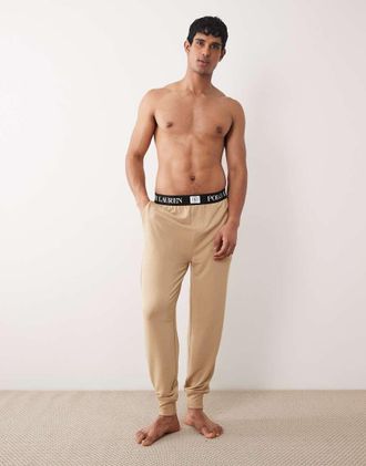 Polo Ralph Lauren Bas de pyjama style pantalon de jogging &agrave; logo blason - Kaki vintage-Multicolore