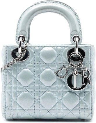 Dior Hobo Bags - Mini Iridescent Lambskin Cannage Lady Dior - Gr. unisize - in Blau - f&uuml;r Damen