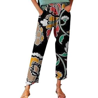 Generic Pantalon en Lin pour Femme L&eacute;ger Ete Leger Fluide Pantalon Boh&egrave;me en Lin pour Femme avec Petite Tenue De Plage D&Eacute;t&eacute; L&eacute;ger &Agrave; Taille &Eacute;lastique Vetement 