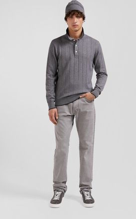 Eden Park Pull Col Maillot En Coton Et Cachemire Gris Coupe Regular