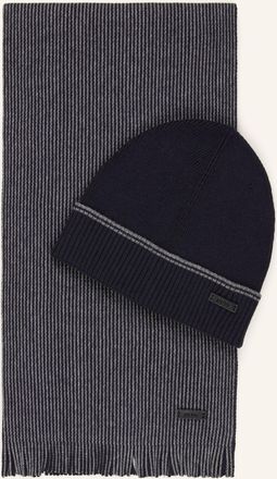 HUGO BOSS Set Fortuno: M&uuml;tze Und Schal blau