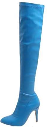 Generic Bottes au-dessus du genou pour femme Bout pointu Talon fin Vacances Pary Bottes longues décontractées, 1, 43 EU