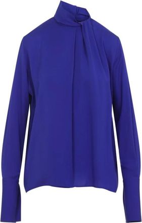 Tom Ford Femme, Blouses et Chemises, Bleu, Taille: 36 FR Blouse &agrave; Manches Longues en Georgette de Soie Lav&eacute;e