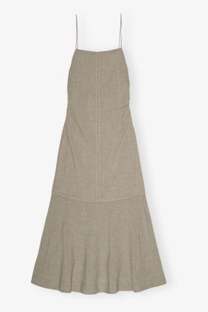 Ganni Grau Melange Anzug langes Kleid - Größe 38 Alfalfa