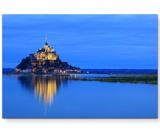Paul Sinus Art Leinwandbilder | Bilder Leinwand 120x80cm Mont Saint-Michel am Abend