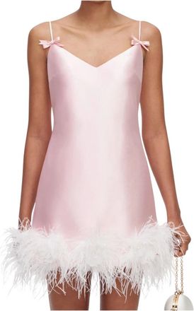 Self Portrait Femme, Robes, Rose, Taille: 40 FR Robe courte en taffetas et plumes