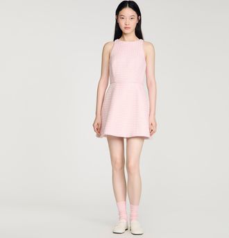 Sandro Robe courte en tweed &agrave; sequins