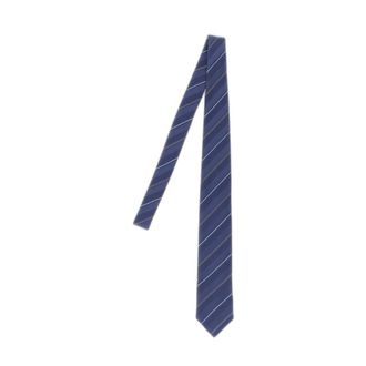 Brunello Cucinelli Cravate &agrave; rayures r&eacute;gimentaires en soie - unisex - Accessoires - Bleu - Taille: ONE Size