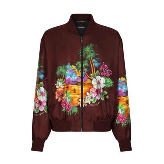 Dolce & Gabbana Multicolor Stretch Jersey Jacke - - Jackets - Herren - Braun - M