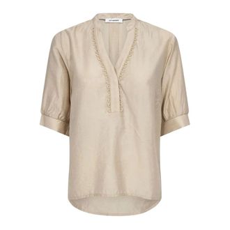 Co'Couture Femme, Blouses et Chemises, Beige, Taille: 42 FR AviCC Lace SS V-Blouse