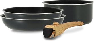 Menastyl Cuisson Set 4 pi&egrave;ces iris poeles casserole et poignee en aluminium induction - 6014195