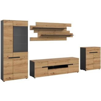 ebuy24 Canu Regal C13 System Eiche Dekor, dunkelgrau