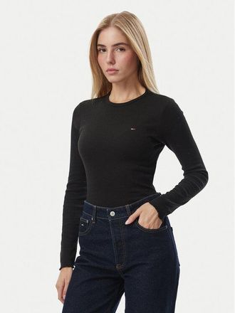 Tommy Jeans Bluse DW0DW23524 Schwarz Slim Fit