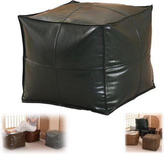 Generic F&uuml;llbare Kissentasche, Ungef&uuml;llter Kissenpouf, PU, Aufbewahrungsl&ouml;sung, wasserdichte Fu&szlig;st&uuml;tze for Wohnzimmer und Schlafzimmer-45x45x40cm(Olive)