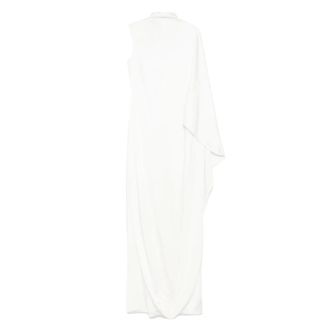 Stella McCartney Femme, Robes, Blanc, Taille: 36 FR Robe Longue à Col Montant et Fente Avant