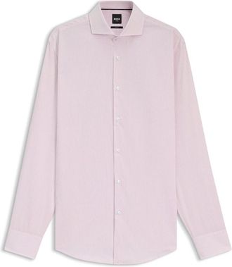 HUGO BOSS Knitterfreies Streifenhemd mit Haifischkragen, Slim Fit in