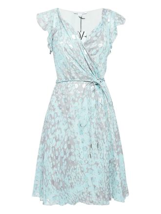 Diane Von F&uuml;rstenberg robe portefeuille &agrave; imprim&eacute; m&eacute;tallis&eacute; - Bleu