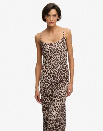 Superdry Robe nuisette longue &agrave; imprim&eacute; l&eacute;opard - Marron-Blanc