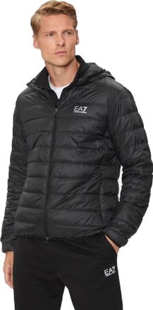 Emporio Armani Daunenjacke ML mit Kapuze, Schwarz/Silber, XXXXL