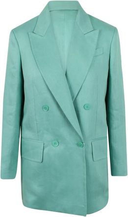 Max Mara Femme, Vestes, Vert, Taille: 38 FR Veste tailleur en lin chevron