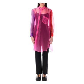 Comme Des Gar&ccedil;ons Femme, Blouses et Chemises, Rose, Taille: 38 FR Asymmetric Color Block Organza Shirt
