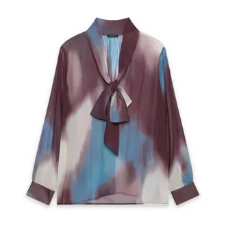 Fiorella Rubino Femme, Blouses et Chemises, Rouge, Taille: 48 FR Blouse en georgette avec imprim&eacute; et