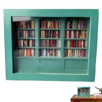 Generic Mini-B&uuml;cherregal aus Holz - sensorisches Fidget Spielzeug, literarische Dekoration, beruhigende Figur | Kreatives Heimzubeh&ouml;r f&uuml;r Jugendliche, Erwachs