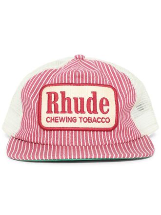 Rhude casquette rayée à logo brodé - Rouge