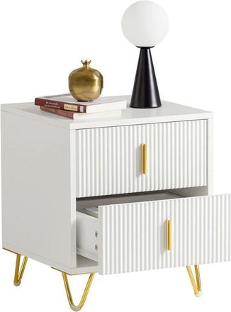 SoBuy Lot de 2 Tables de Chevet 20 cm avec Tiroir, Design Moderne en mdf et Bambou Naturel, Meuble de Nuit Compact, Facile &agrave; Monter, Beige Sobuy FBT111-N &times;2