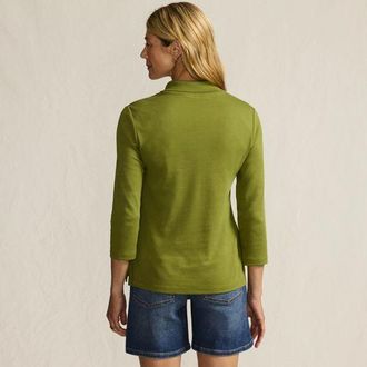 Lands End Supima Poloshirt mit 3/4-&Auml;rmeln, Damen, Gr&ouml;&szlig;e:48-50 regular, Gr&uuml;n, Baumwolle, by Lands End