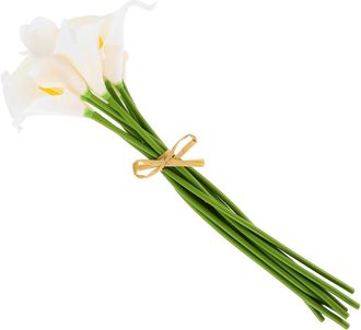 FOMIYES K&uuml;nstliche Calla Lilien 10 St&uuml;ck PU Leder Kleiner Blumen f&uuml;r Blumenarrangements und Wohnraumdeko Wei&szlig; mit Gelben Staubgef&auml;&szlig;en