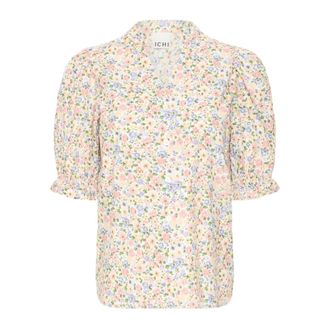 Ichi Blumiger Cloud Dancer Bluse - - Blouses & Shirts - Damen - Mehrfarbig - S