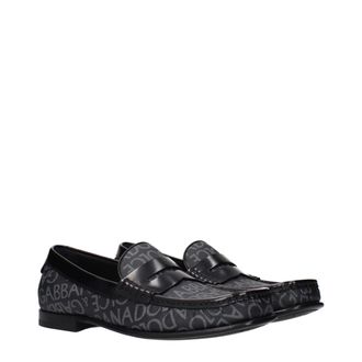 Dolce & Gabbana Mens Black Fabric Slip-On Loafers