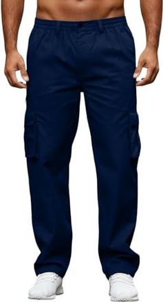 Generic Pantalon cargo pour homme - Coupe droite - Coupe droite - Pantalon de travail d&eacute;contract&eacute; - Couleur unie - Pantalon de jogging - Pantalon de randonn&eacute;e