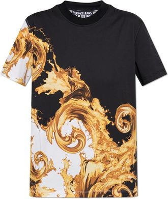 Versace Jeans Couture Femme, Tops, Noir, Taille: 40 FR Barocco Print T-Shirt