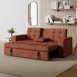 Concept Usine | Canapé Convertible 3 Places en Velours Côtelé | NOHO Terracotta | Modulable très Pratique | Design Contemporain | Lit 2 Places : Couchage 160x160 cm