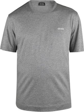 Ermenegildo Zegna Homme, Tops, Gris, Taille: 2XL Logo T-shirt