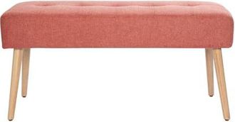 Miliboo Banc scandinave capitonné en Tissu Effet Velours texturé Terracotta et Bois Clair L96 cm GUESTA