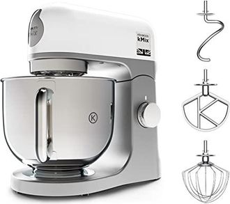 Kenwood kMix KMX750WH K&uuml;chenmaschine, 5 l Edelstahl Sch&uuml;ssel, Safe-Use-Sicherheitssystem, Metallgeh&auml;use, 1000 Watt, inkl. 3-Teiligem Patisserie-Set und Spritz
