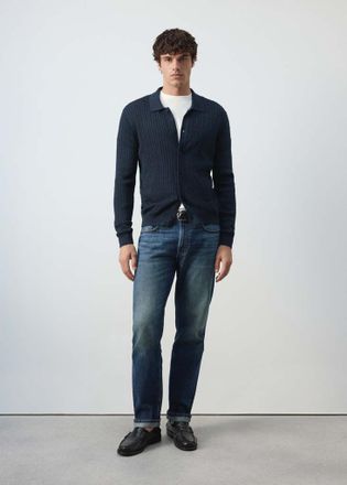 Mango Cardigan maille tress&eacute;e bleu marine - Homme - XXL - MANGO MAN