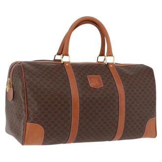 Celine Sac Boston Macadam en toile pr&eacute;-poss&eacute;d&eacute; - Femme - Pre-owned - Brun - Taille: ONE Size