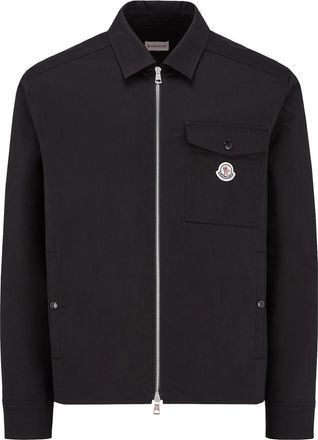 Moncler Moncler Surchemise En Gabardine De Coton M&eacute;lang&eacute;, Homme, Noir, Taille: Xxl
