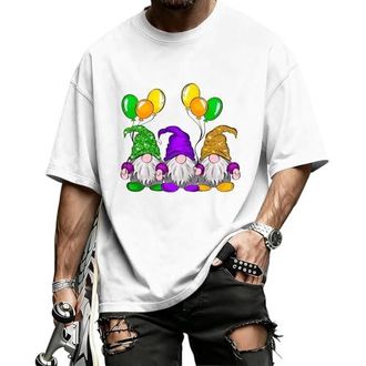 Generic T-shirt Mardi Gras pour homme - Nain de nain &agrave; col rond mignon T-shirt de carnaval tendance graphique T-shirt d&eacute;contract&eacute; &agrave; manches courtes pour vacan