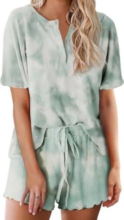Generic Ensembles de pyjama tie-dye, v&ecirc;tements de d&eacute;tente pour femmes, ensembles de pyjama deux pi&egrave;ces pour femmes, costume deux pi&egrave;ces de loisirs &agrave; la maison