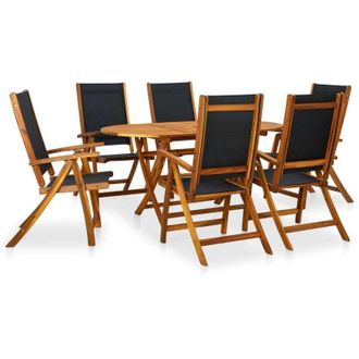 vidaXL Vidaxl - Ensemble table et chaises de jardin 7 pcs - Bois dacacia r&eacute;sistant aux intemp&eacute;ries - Chaises pliables r&eacute;glables 5 positions - Table ovale