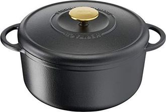 T-fal Pierre Gagnaire H&eacute;ritage Cocotte en fonte dacier ronde, Noir, 25 cm, 5,1 L, Induction E2230404